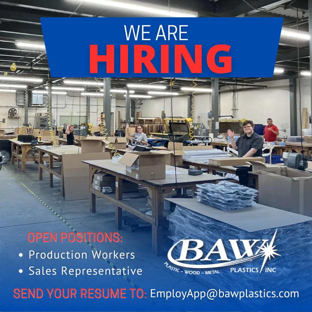 We are hiring! Production Workers Needed | BAW Plastics Inc.